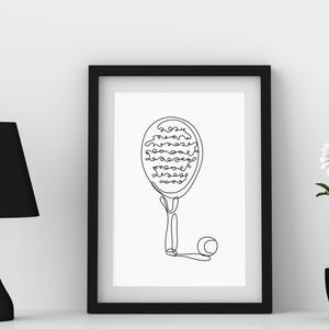 Minimalist Padel Tennis Line Art Print, Racket Sport Wall Art, Digital ...