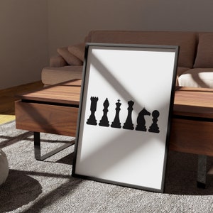 Chess Gallery Set of 6 Drawings, Check Decoration, Retro Print, Board ...
