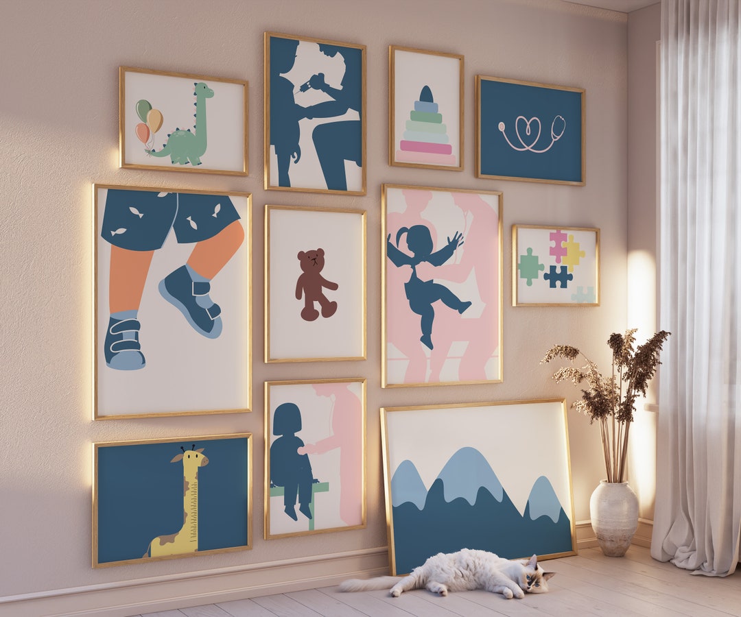 Retro Colorful Pediatric Gallery Set 11 Drawing, Doctor Pediatrician ...