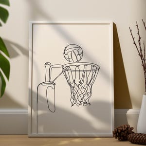 Minimalist Netball Line Art, Sport Print, Athlete Art Prints, Printable ...