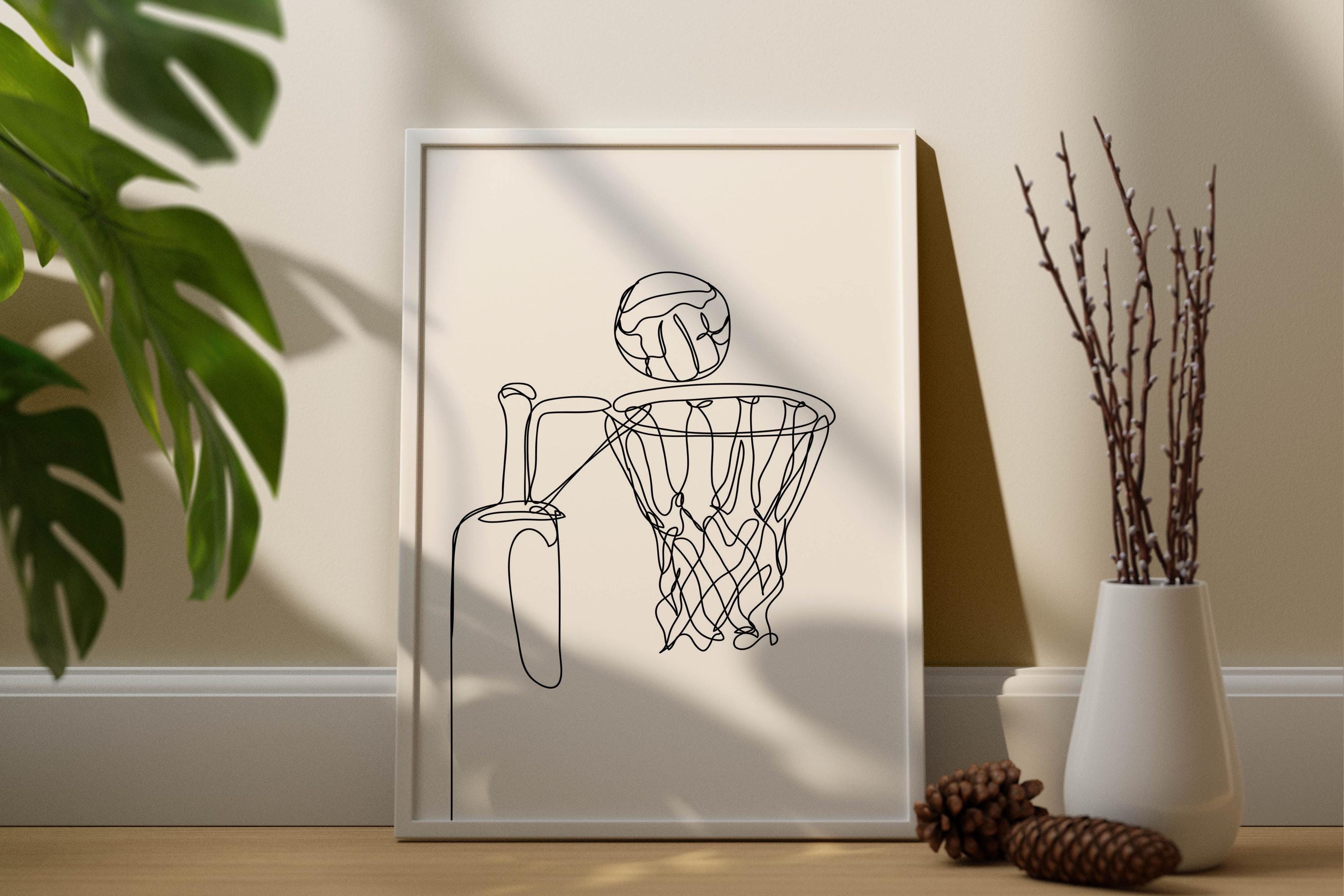 Minimalist Netball Line Art, Sport Print, Athlete Art Prints, Printable ...