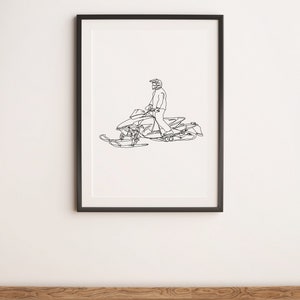 Snowmobile Drawing, Minimalist Line Art, Digital Download, Sport Sketch ...