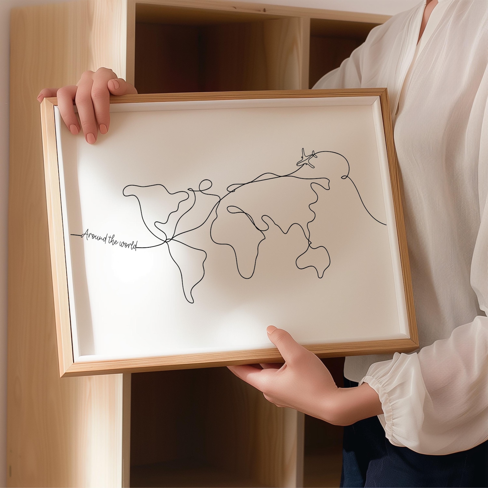 Minimalist World Map Line Art, Digital Download, Traveling Wall Art ...