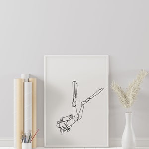 Minimalist Scuba Diving Line Art, Digital File, Water Sport Printable ...