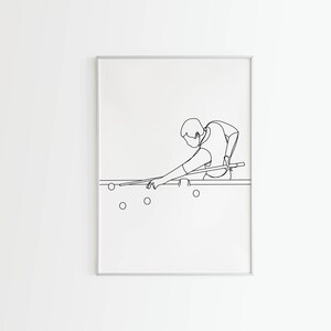 Minimalist Billiard Line Art, Digital Download, Pool Table Print ...
