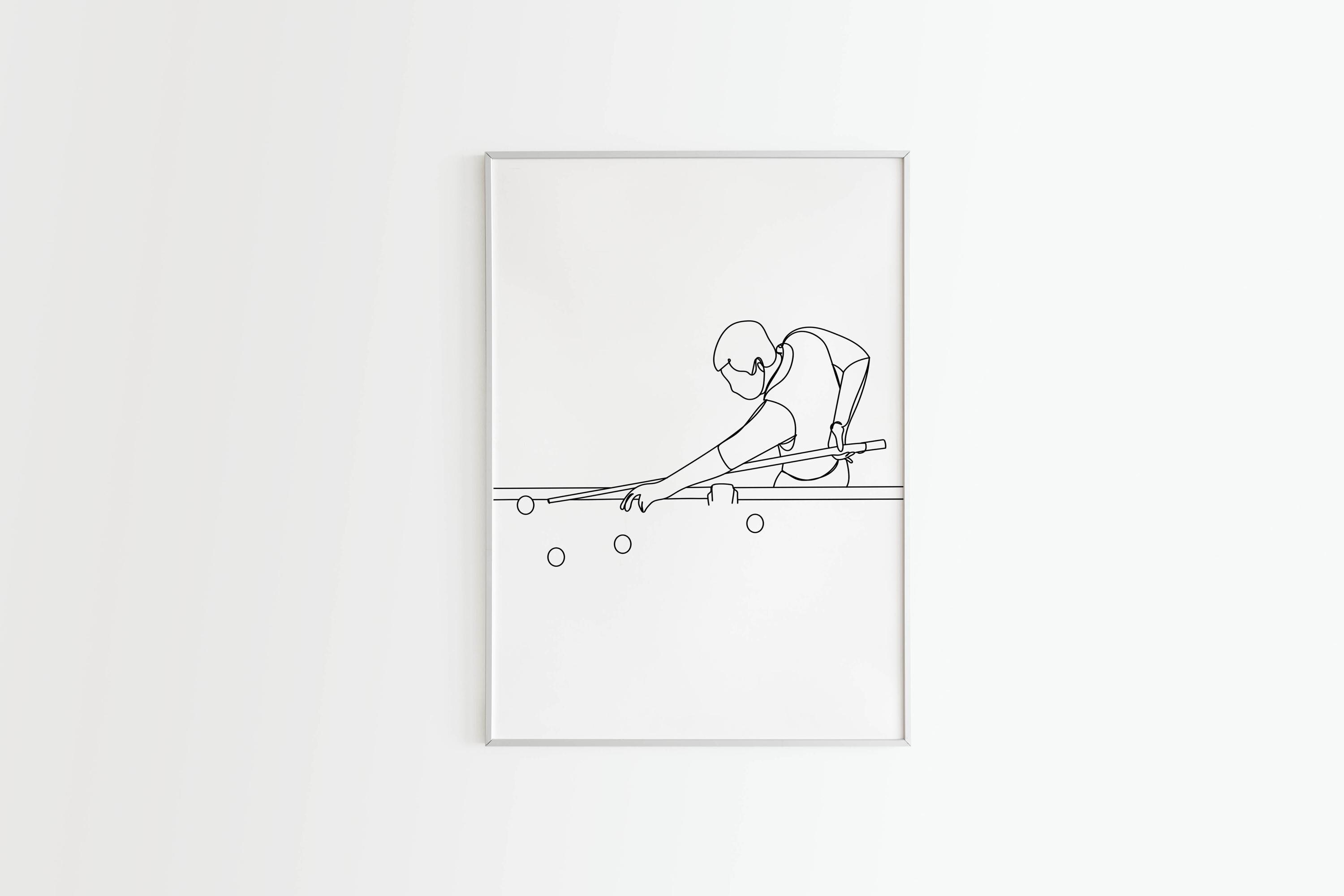Minimalist Billiard Line Art, Digital Download, Pool Table Print ...