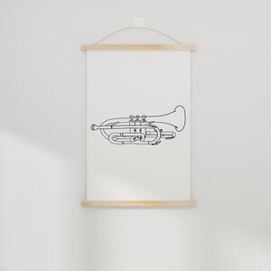 Minimalist Cornet Line Art, Digital Download, Wind Music Print, Musical ...