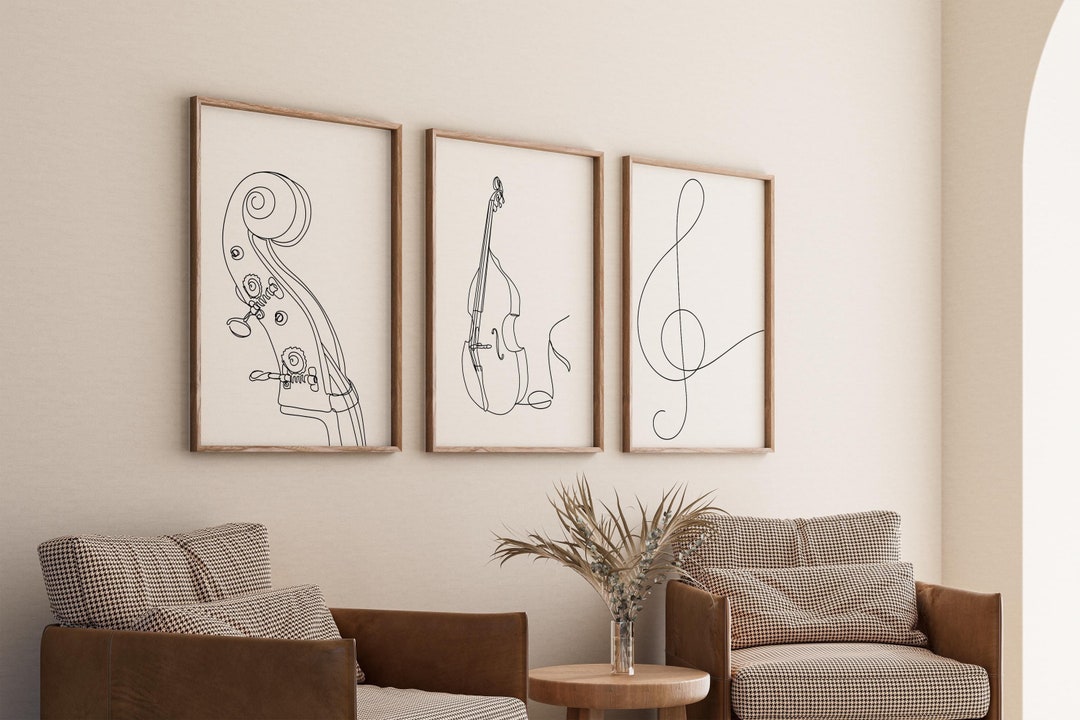 Minimalist Double Bass Line Art, Digital Download, Music Wall Art ...