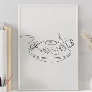 Minimalist Handpan Drum Drawing, Hang Drummer Line Art, Instrument ...