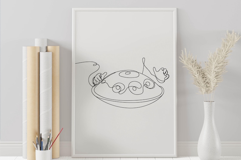 Minimalist Handpan Drum Drawing, Hang Drummer Line Art, Instrument ...