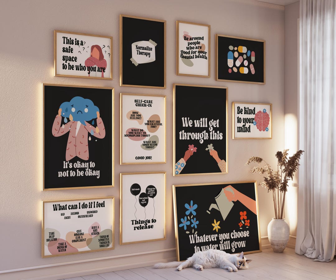 Mental Health Therapy Art Gallery Set of 11 Drawing, Classroom ...