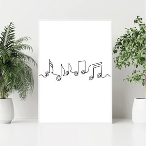 Minimalist Music Poster, Note Line Art Print, Digital Download, Bedroom ...