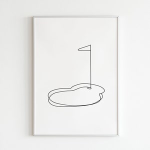 Minimalist Golf Line Art, Digital Download, Sport Print, Player ...