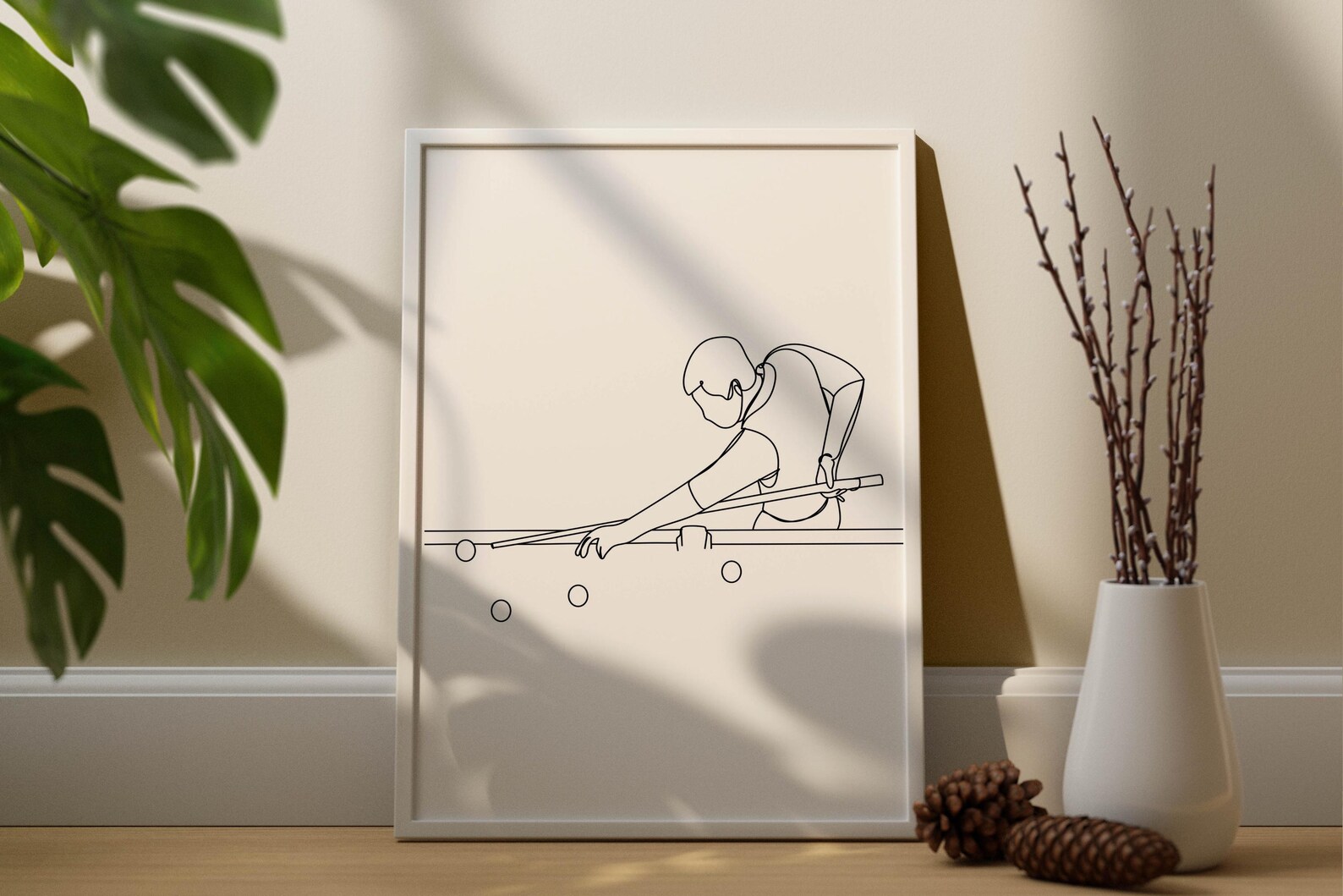 Minimalist Billiard Line Art, Digital Download, Pool Table Print ...