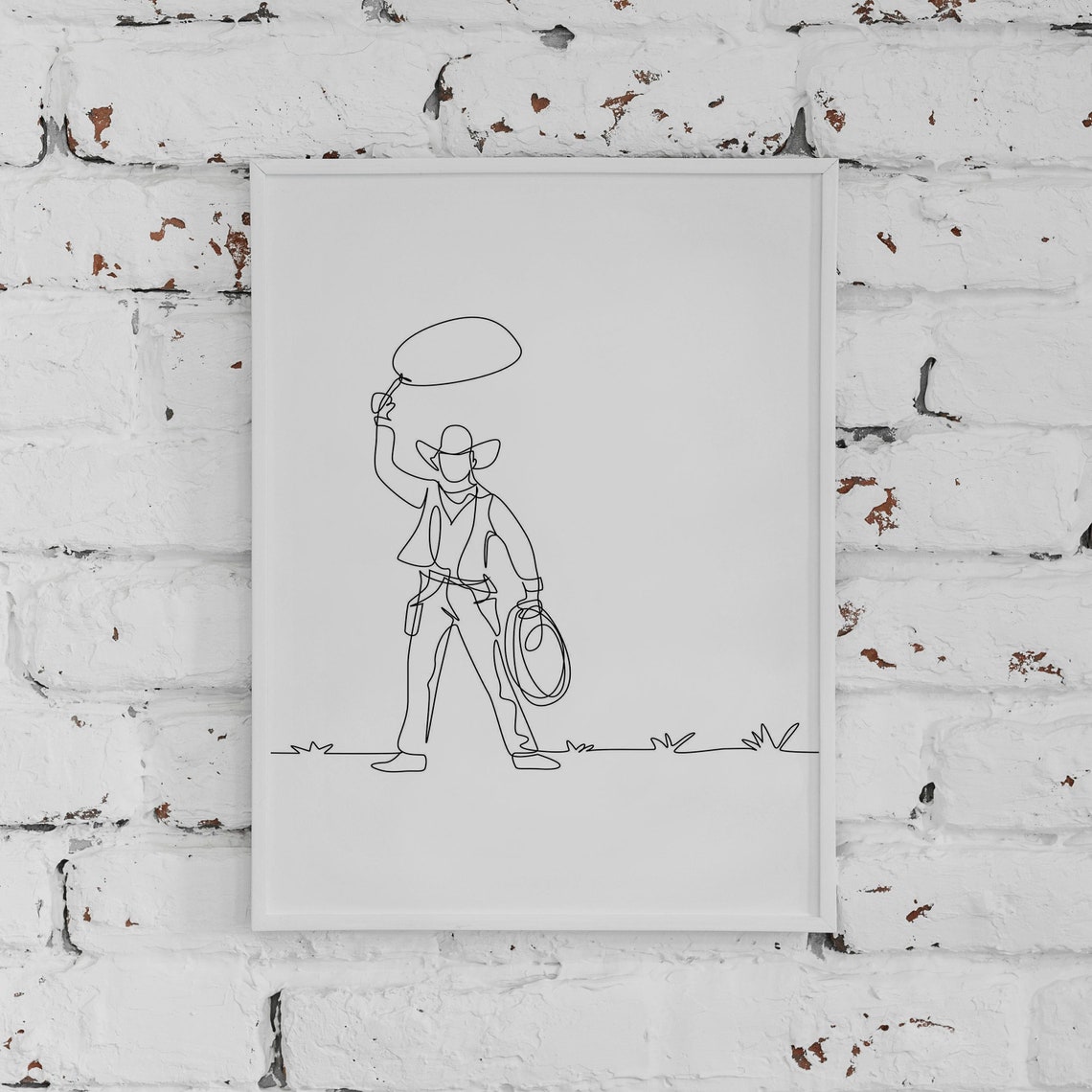 Minimalist Cowboy Line Art Digital Download Horse Rider - Etsy
