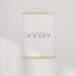 Minimalist Western Line Art, Digital Download, Cowboy Rider Print, Bull ...