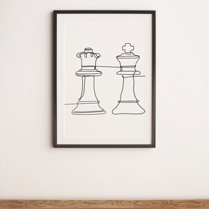 Minimalist Chess Line Art Digital Download Sport Print - Etsy