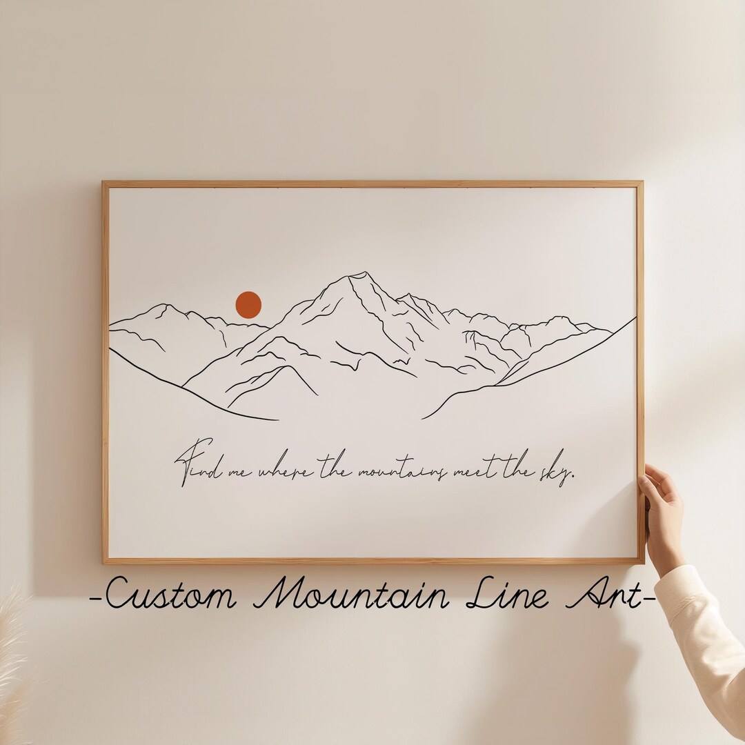CUSTOM Mountain Line Art, DIGITAL DOWNLOAD, Personalized Landscape ...