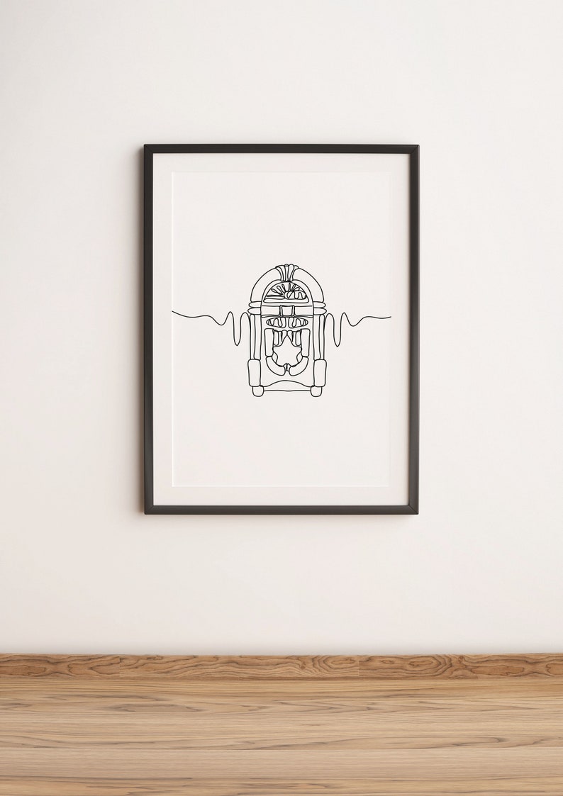 Minimalist Jukebox Line Art Drawing Digital Downloads Music - Etsy