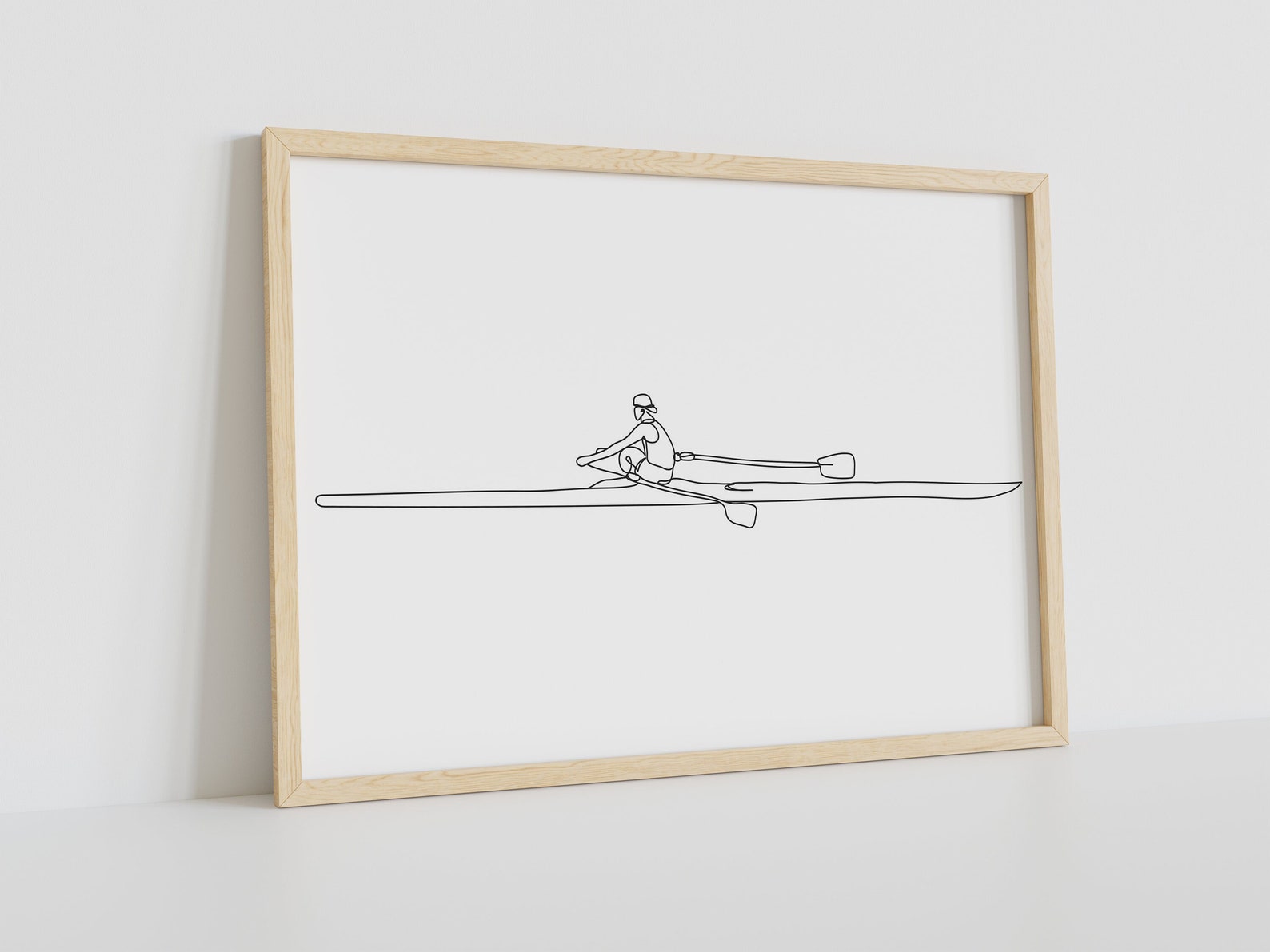 Minimalist Rowing Boat Line Art, Water Sport Printable, Rower Poster ...
