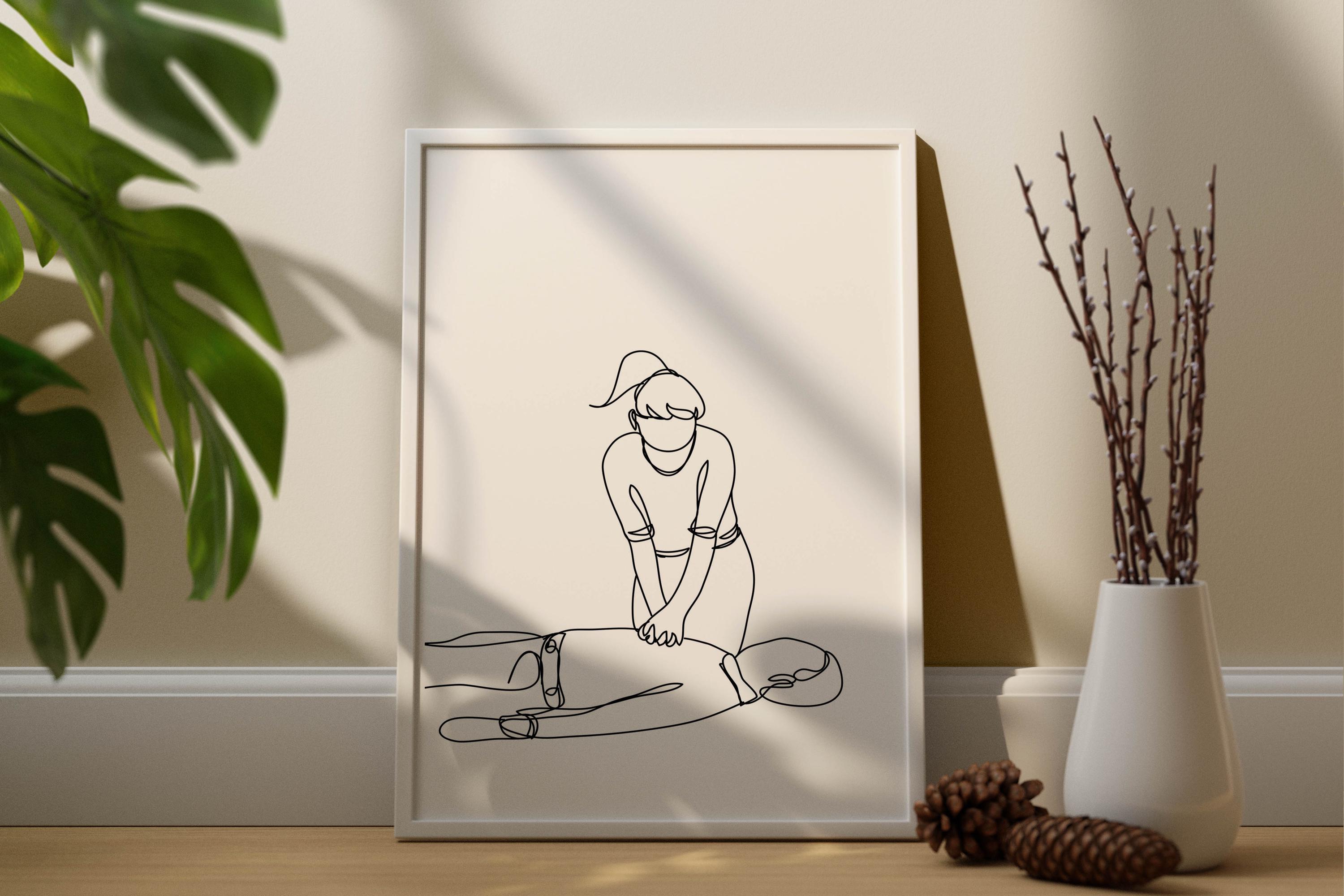 Minimalist CPR Technique Line Art, Digital Download, Medical Artwork ...