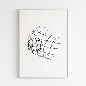 Minimalist Football Line Art Print, Soccer Sport Wall Art, Digital ...