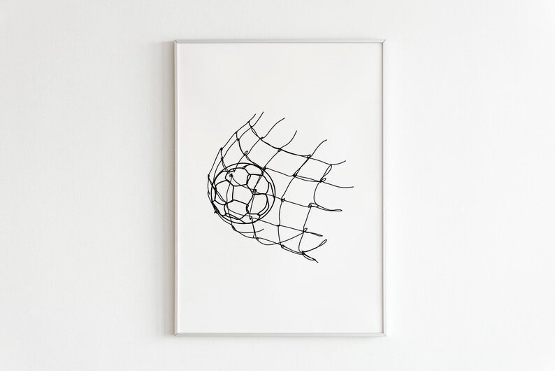 Minimalist Football Line Art Print, Soccer Sport Wall Art, Digital ...