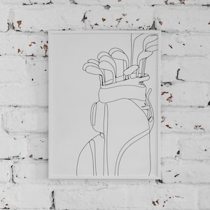 Minimalist Golf Bag Line Art, Digital Download, Sport Print, Player ...