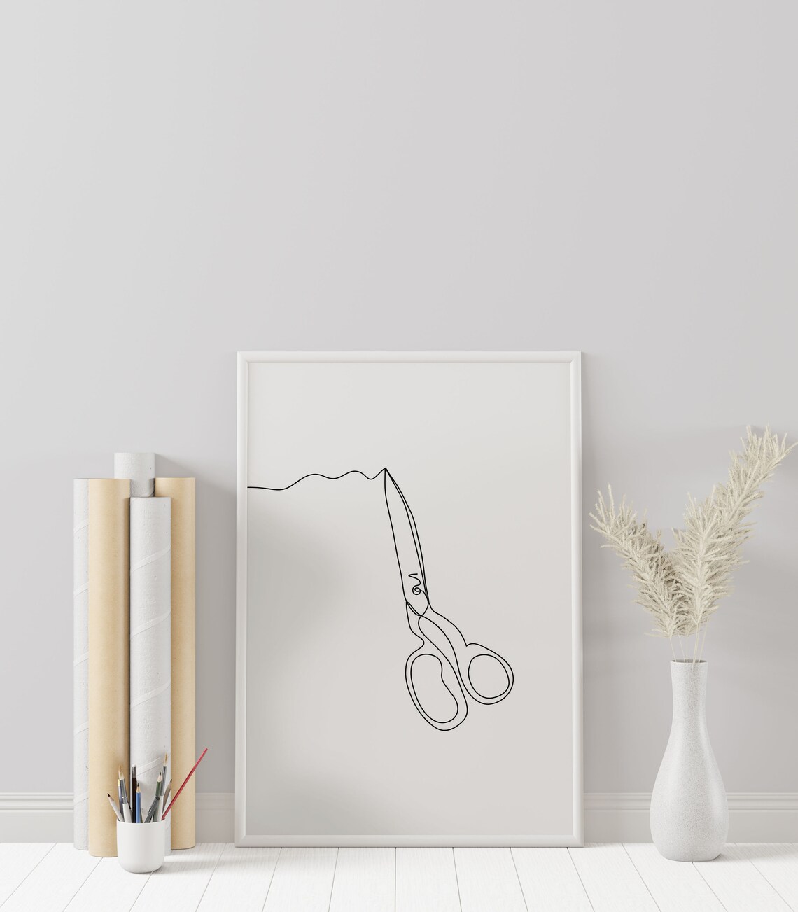 Minimalist Scissors Line Art, Digital Download, Fashion Tailoring Print ...