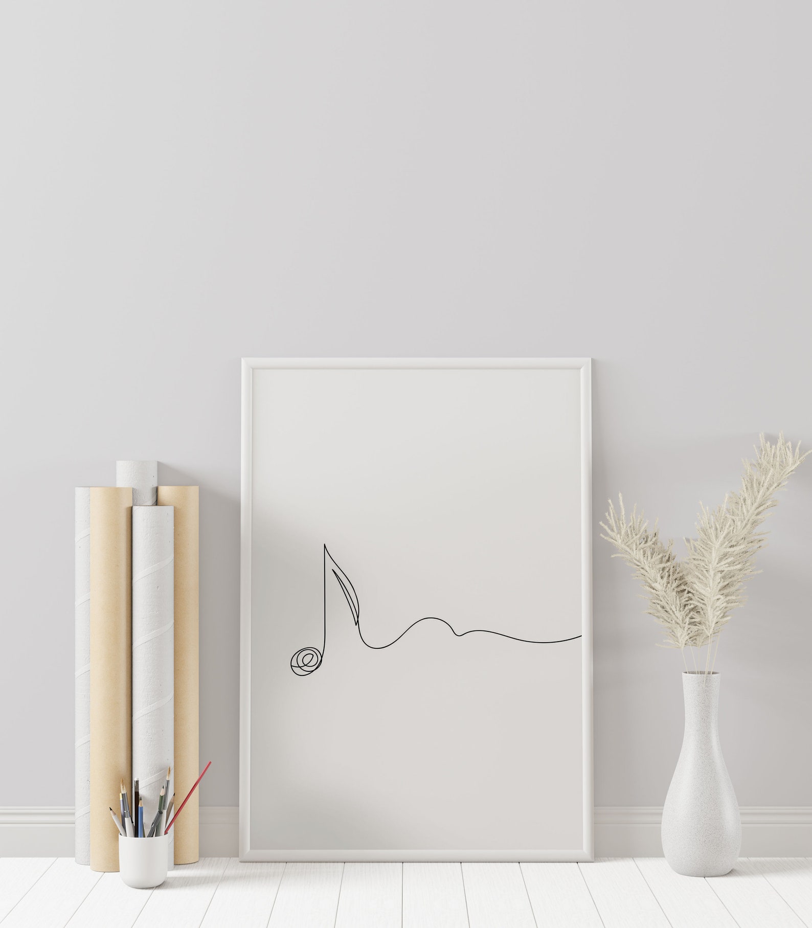Minimalist Note Line Art Print Music One Line Drawing Wall - Etsy