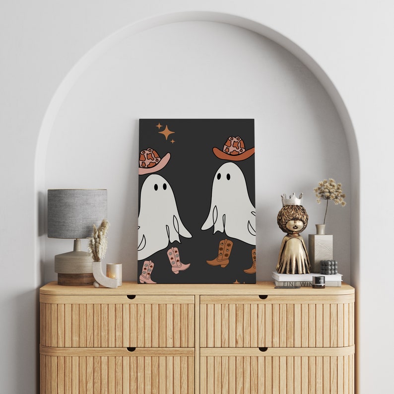 Halloween Print, Cowboy Ghost in Boots, Western Poster, Fall Drawing ...