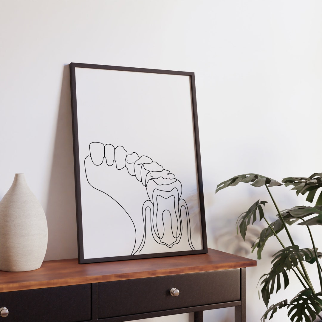 Minimalist Dentist Line Art, Digital Download, Teeth Outline Drawing ...