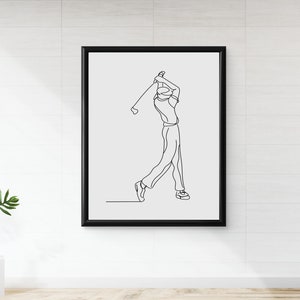 Minimalist Golf Player Line Art, Digital Download, Sport Print, Room ...