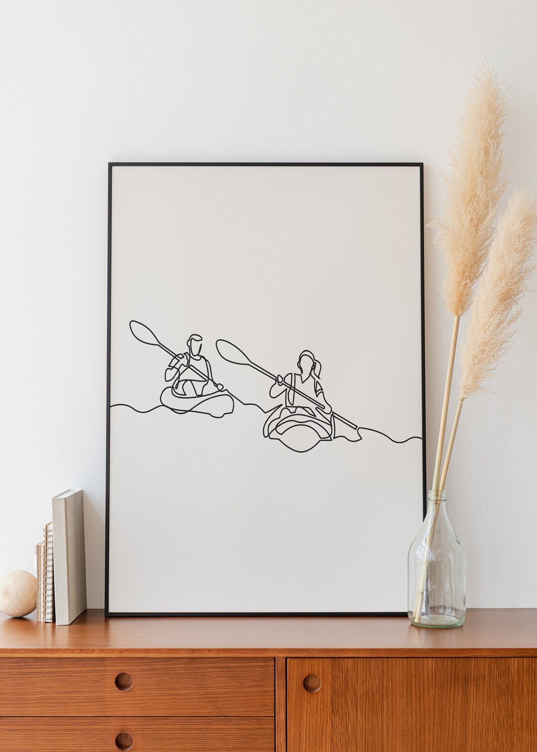 Minimalist Kayak Line Art water Sport Print Couple Kayaking - Etsy