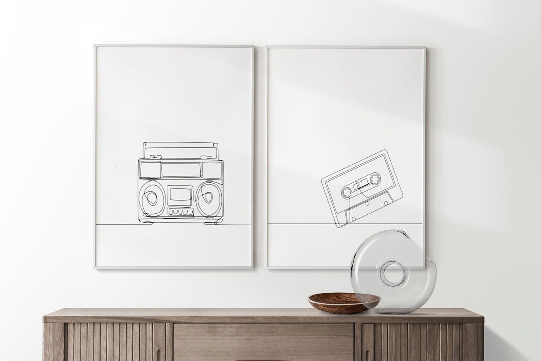 Minimalist Music Wall Art Set of 2, Digital Download, Cassettes Line ...