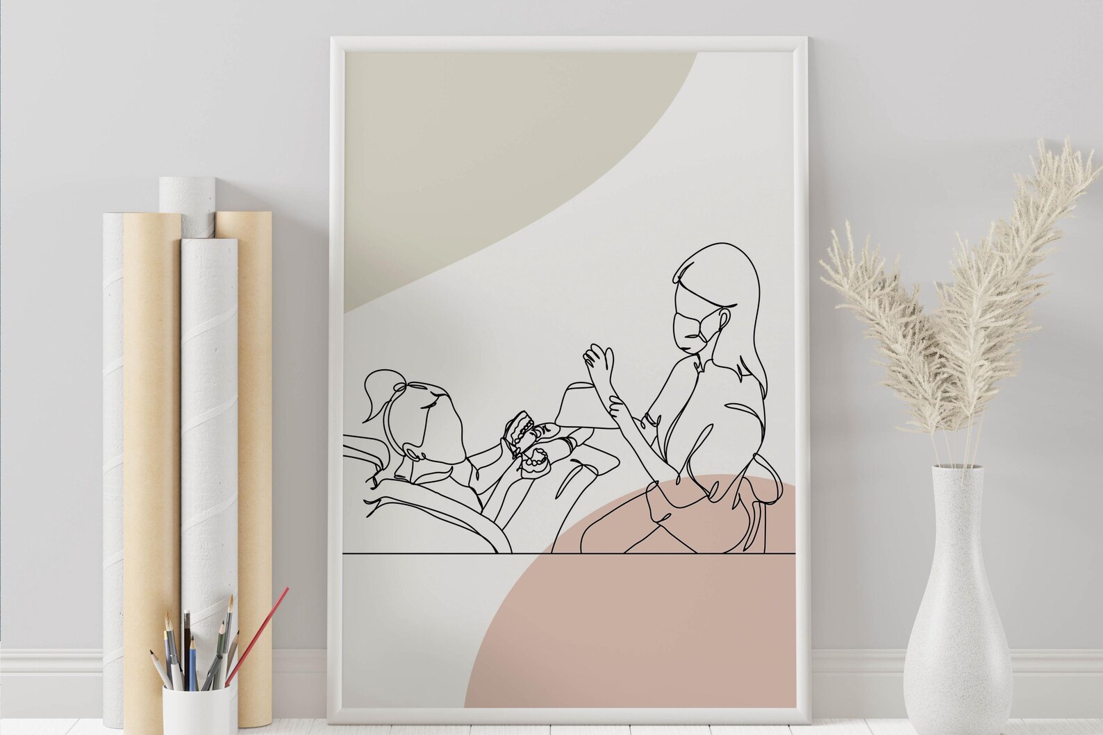 Minimalist Kid Dentist Line Art, Digital Download, Pediatric Dentistry ...