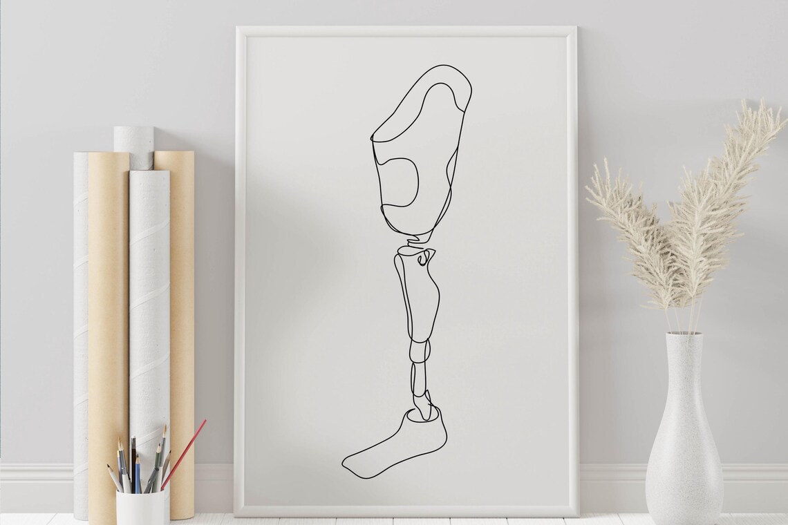 Minimalist Leg Prosthetic Line Art, Digital File, Prostheses Print ...