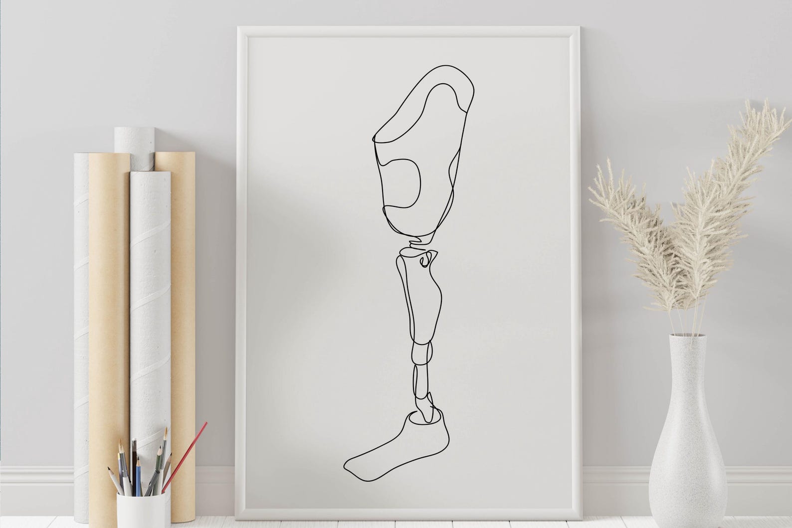Minimalist Leg Prosthetic Line Art, Digital File, Prostheses Print ...