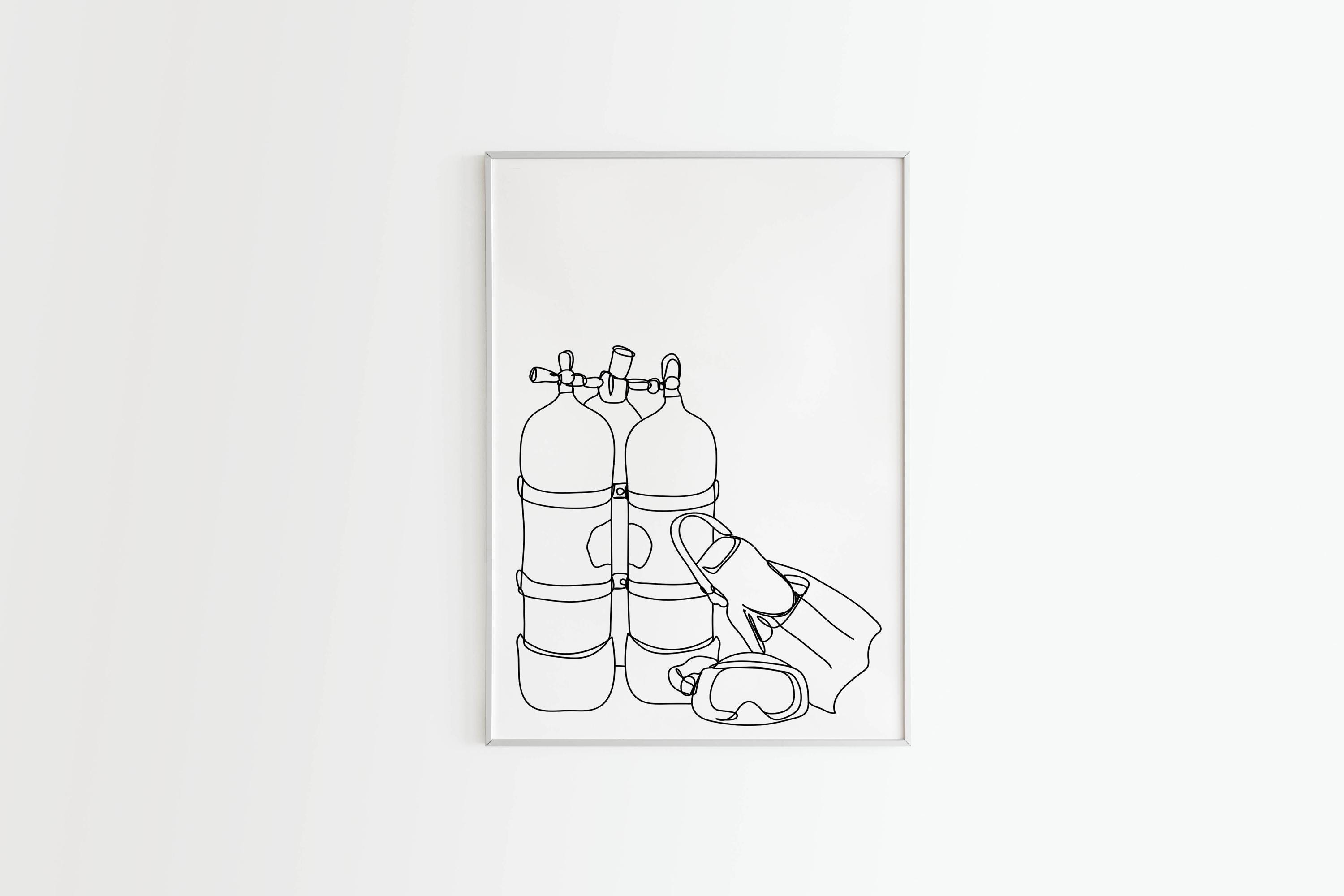 Minimalist Scuba Diving Line Art, Digital File, Water Sport Printable ...