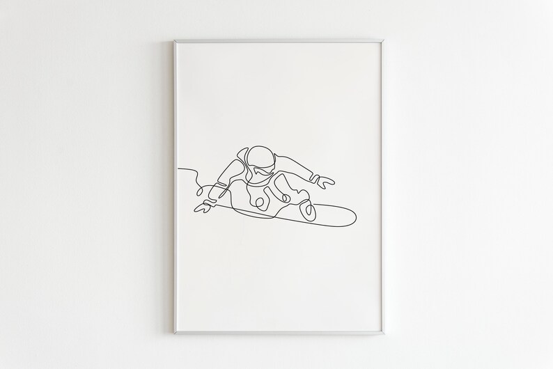 Minimalist Snowboard Line Art Print Winter Sport Wall Art - Etsy