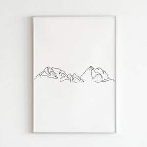 Minimalist Mountain Line Art ,simple Sketch Outline, Digital Download ...