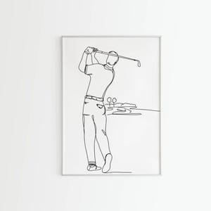 Minimalist Golf Player Line Art, Digital Download, Sport Print, Simple ...