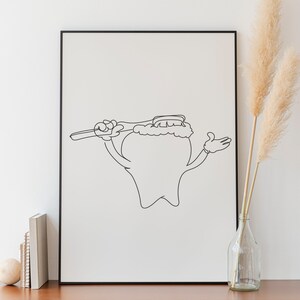 Minimalist Tooth Line Art, Digital Download, Dentist Teeth Print ...