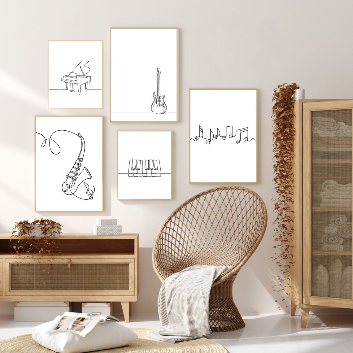 Minimalist Music Print Piano Poster Guitar Line Art - Etsy