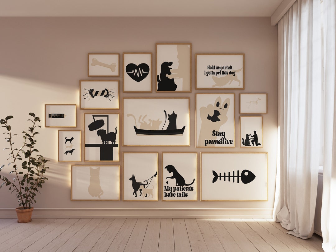 Retro Veterinary Gallery Set of 16 Drawings, VET Office Decoration ...