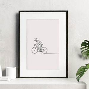 Cyclist Line Art, Minimalist Biker Wall, Digital Download, Male Cycling ...