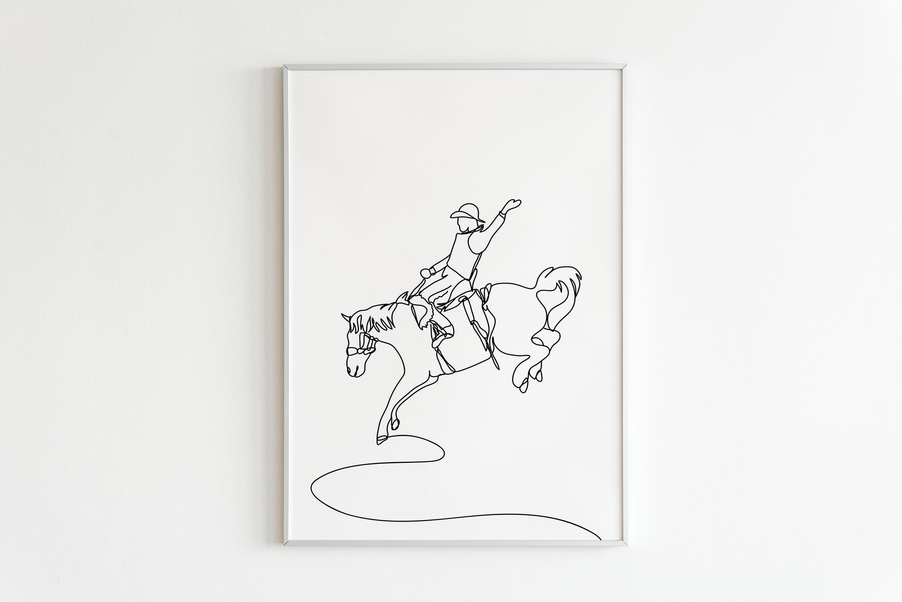 Minimalist Cowboy Line Art Digital Download Horse Rider - Etsy