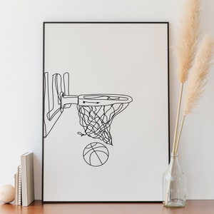 Minimalist Basketball Line Art, Sport Printable, Digital Download, Net ...