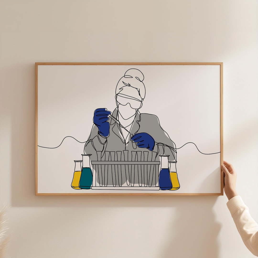 Minimalist Science Lab Line Art, Poster, Digital Download, Biology ...