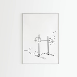 Minimalist Sport Equipment Drawing, Workout Squat Rack Line Art Print ...
